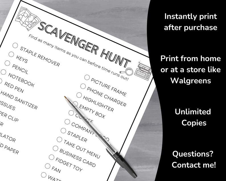 Office Work Party Scavenger Hunt, Team Building Activity for Employees ...