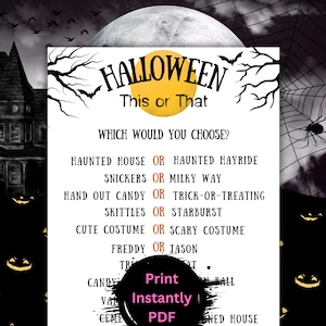 Halloween This or That Game, Printable Halloween Game, Halloween Party ...
