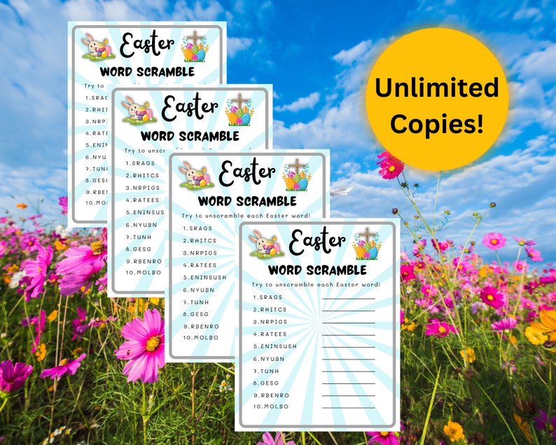 Printable Easter Word Scramble & Answer Key, Sunday School Church Games ...