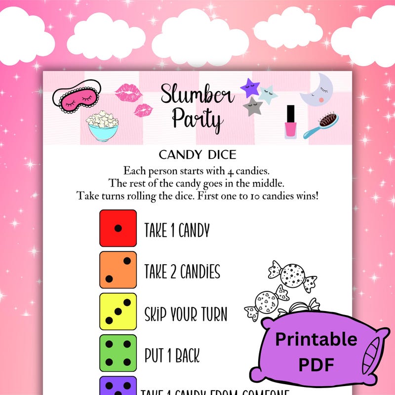 Candy Dice Slumber Party - Etsy