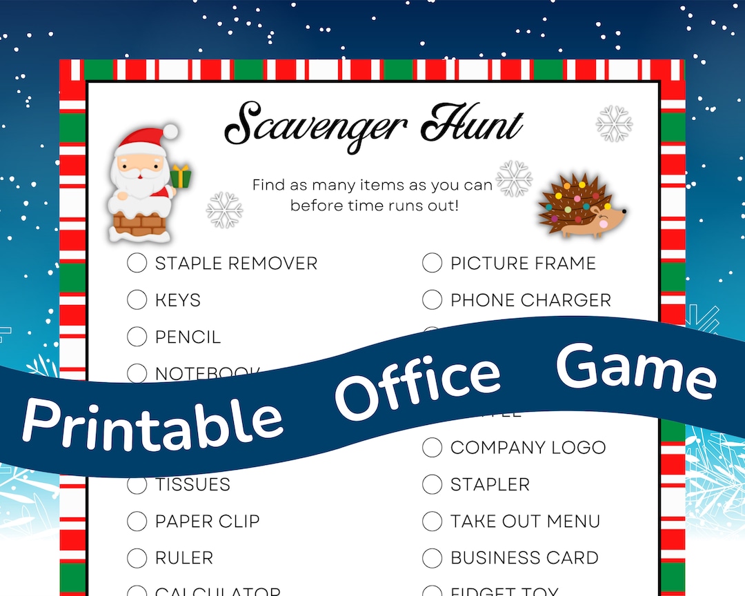 Christmas Holiday Office Party Scavenger Hunt, Printable Game Download ...