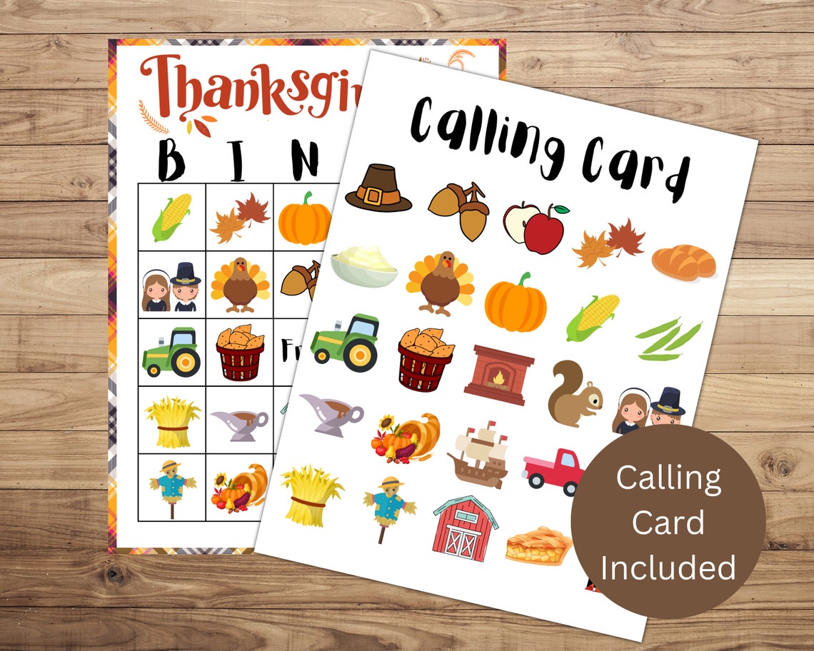 Thanksgiving Bingo for Kids & Adults, Dinner Party Printable ...