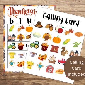 Thanksgiving Bingo for Kids & Adults, Dinner Party Printable ...