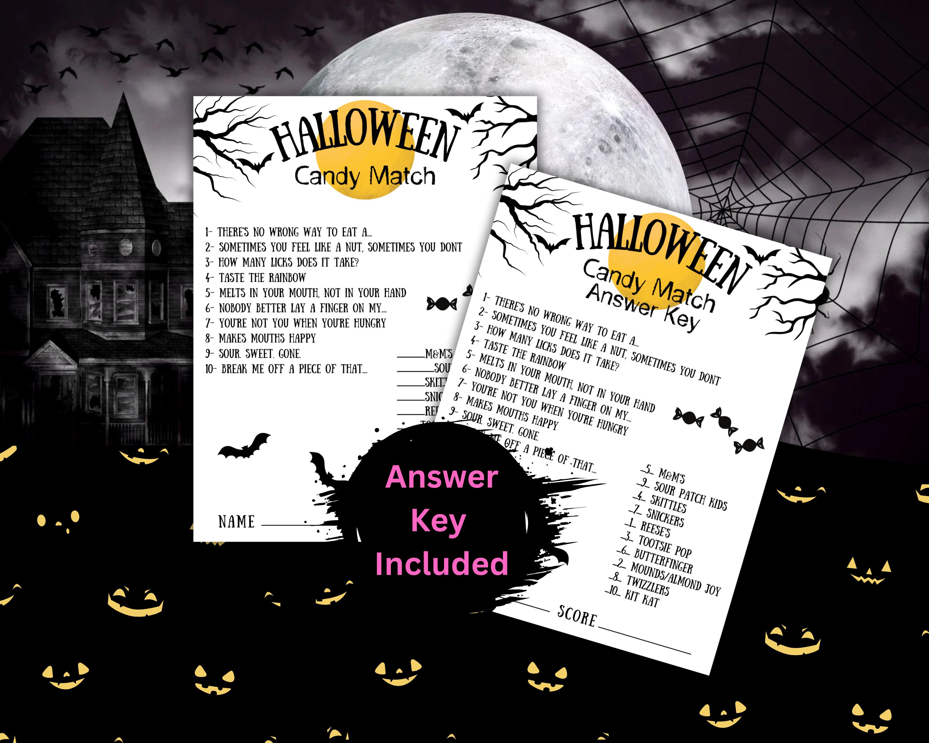 Printable Halloween Candy Match Game, Halloween Party Game PDF ...