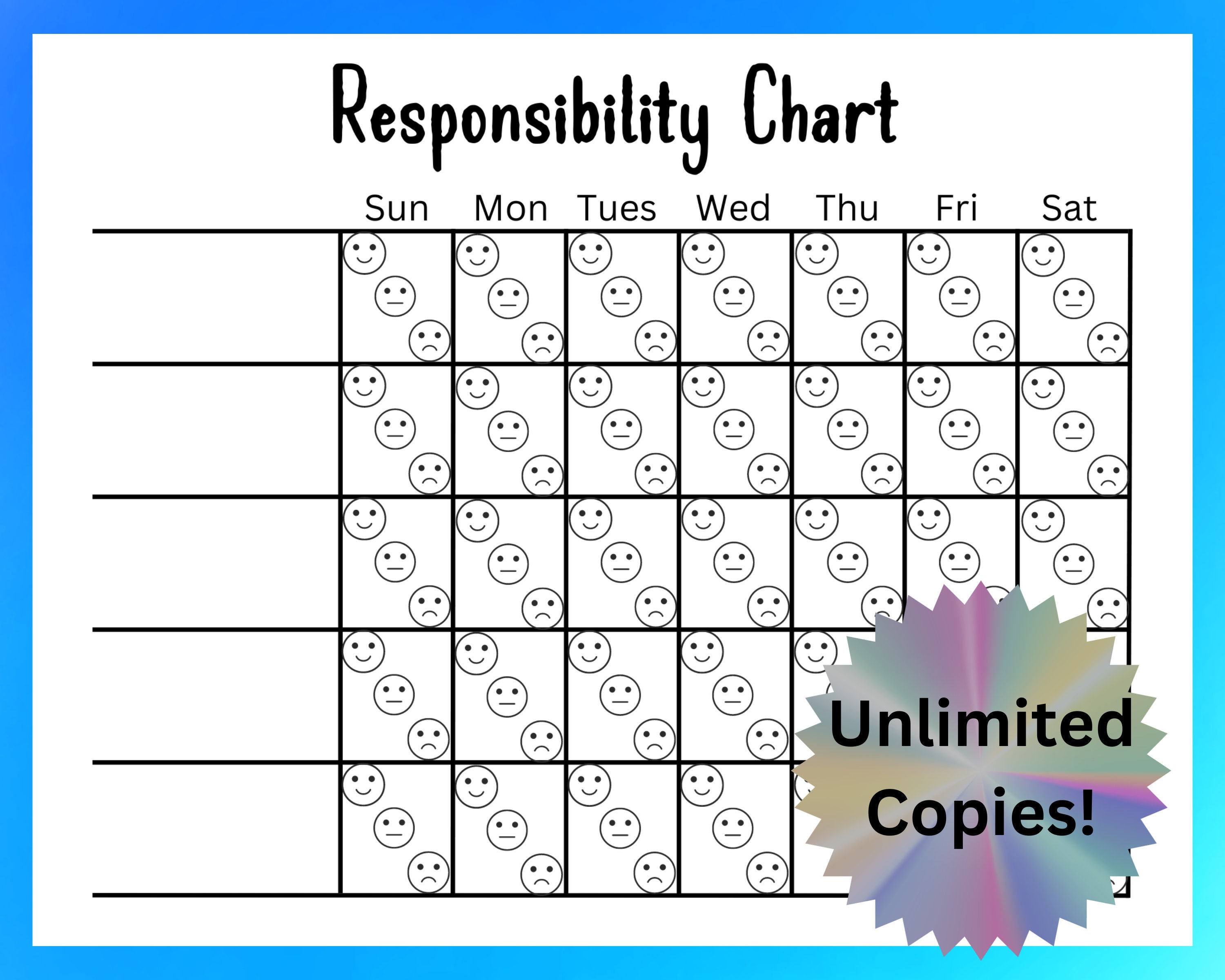 Printable Responsibility Chart for Kids, Home Chore Chart, Daily Task ...