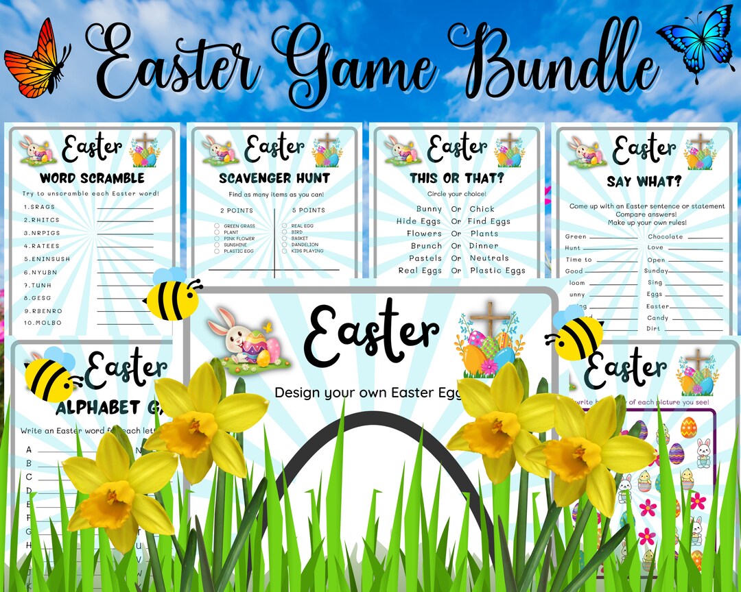 Printable Easter Sunday Game Bundle, Sunday School Church Games for ...