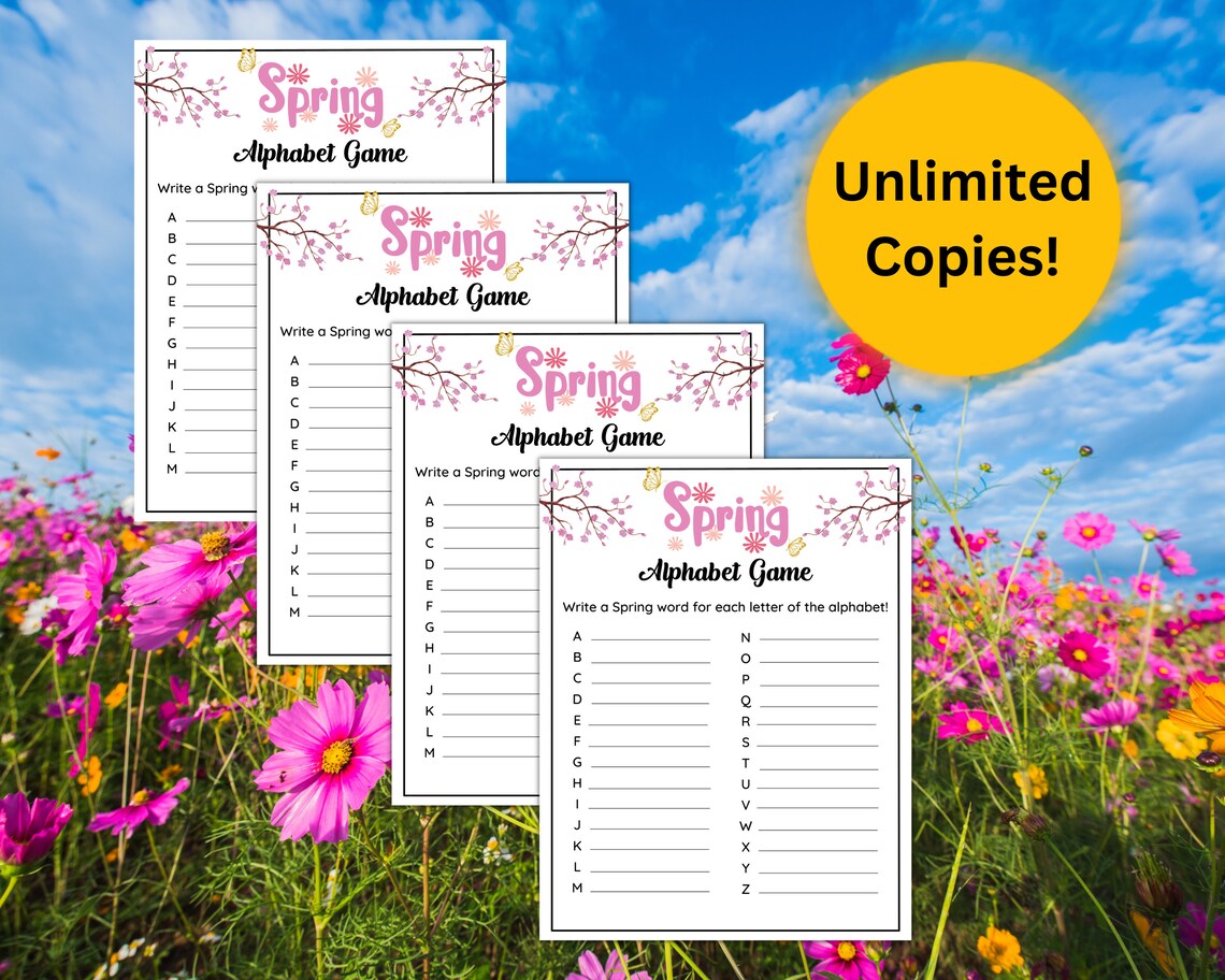 Printable Spring ABC Alphabet Game for Kids & Adults, Classroom Spring ...