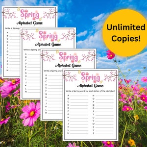 Printable Spring ABC Alphabet Game for Kids & Adults, Classroom Spring ...