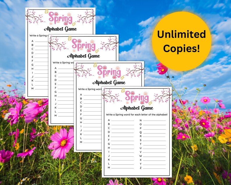 Printable Spring ABC Alphabet Game for Kids & Adults, Classroom Spring ...