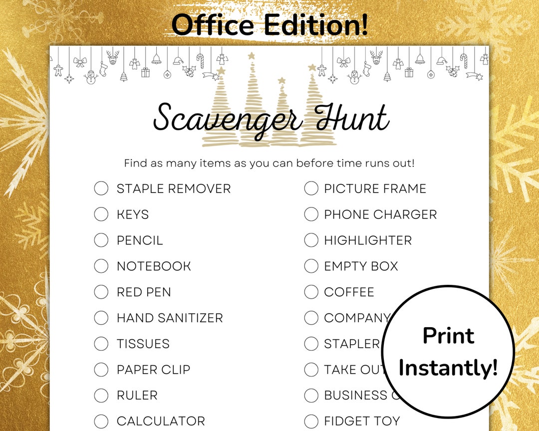Christmas Holiday Office Scavenger Hunt, Christmas Office Party Games ...