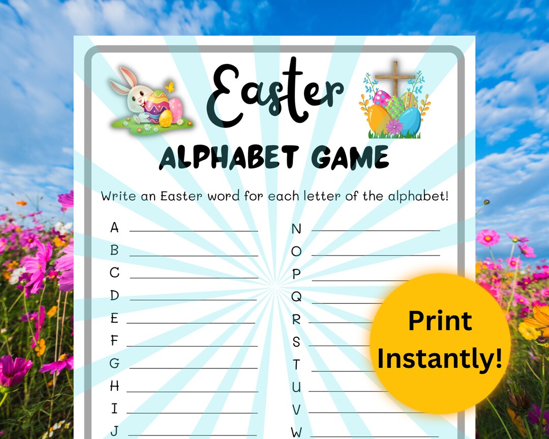 Printable Easter Alphabet ABC Game, Sunday School Church Games for Kids ...