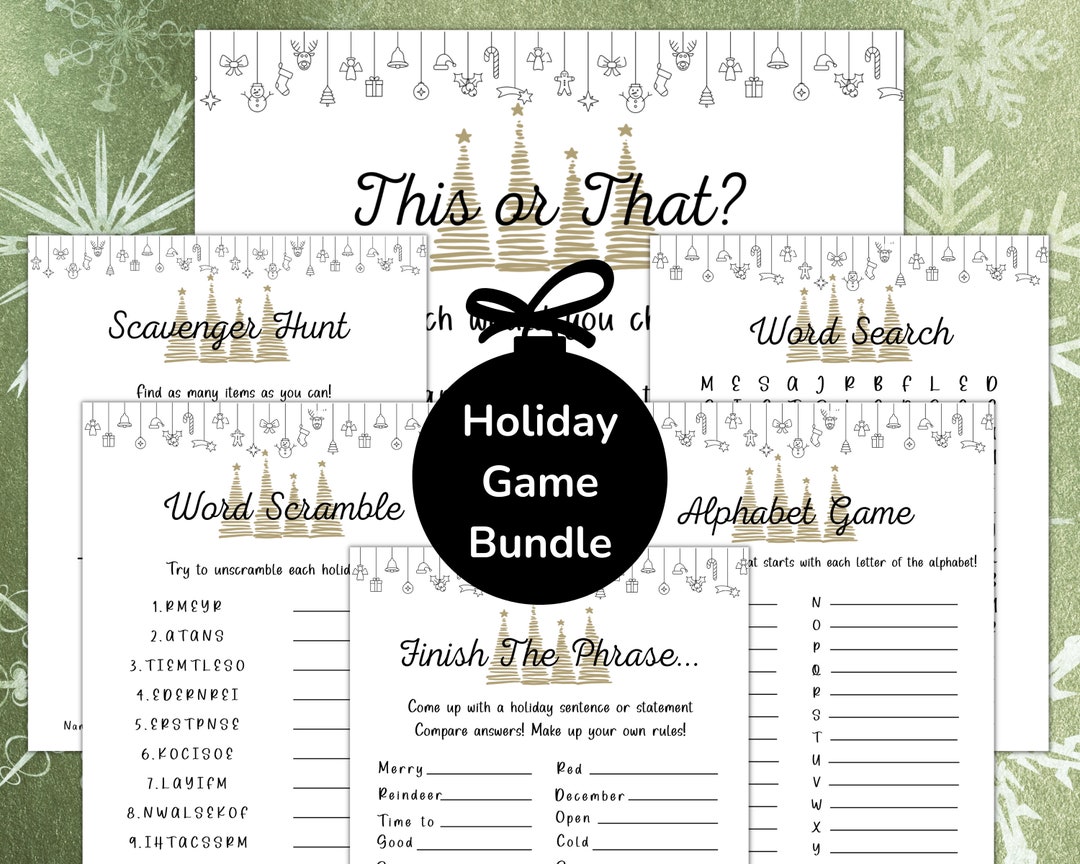 Printable Christmas Holiday Games for Kids and Adults, Christmas ...