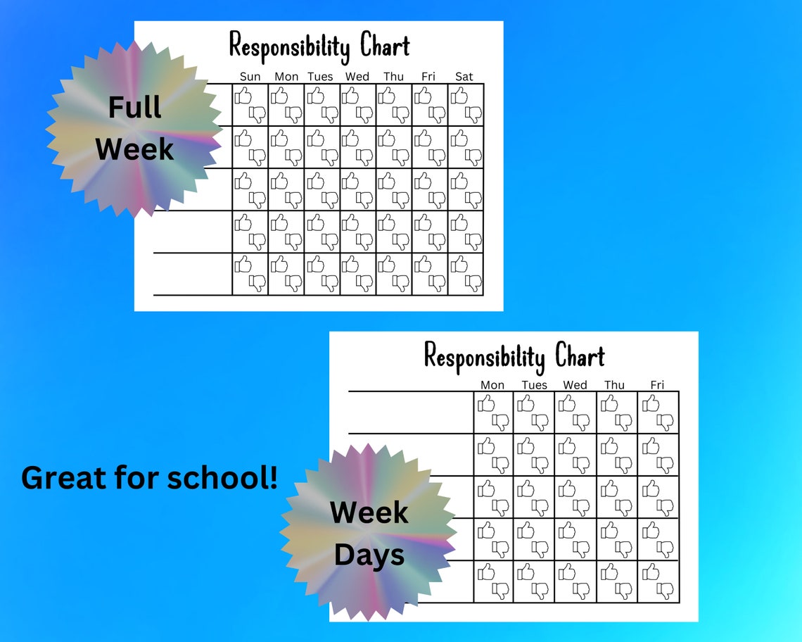 Printable Kids Responsibility Chart for Autism, Non-verbal, ADHD ...