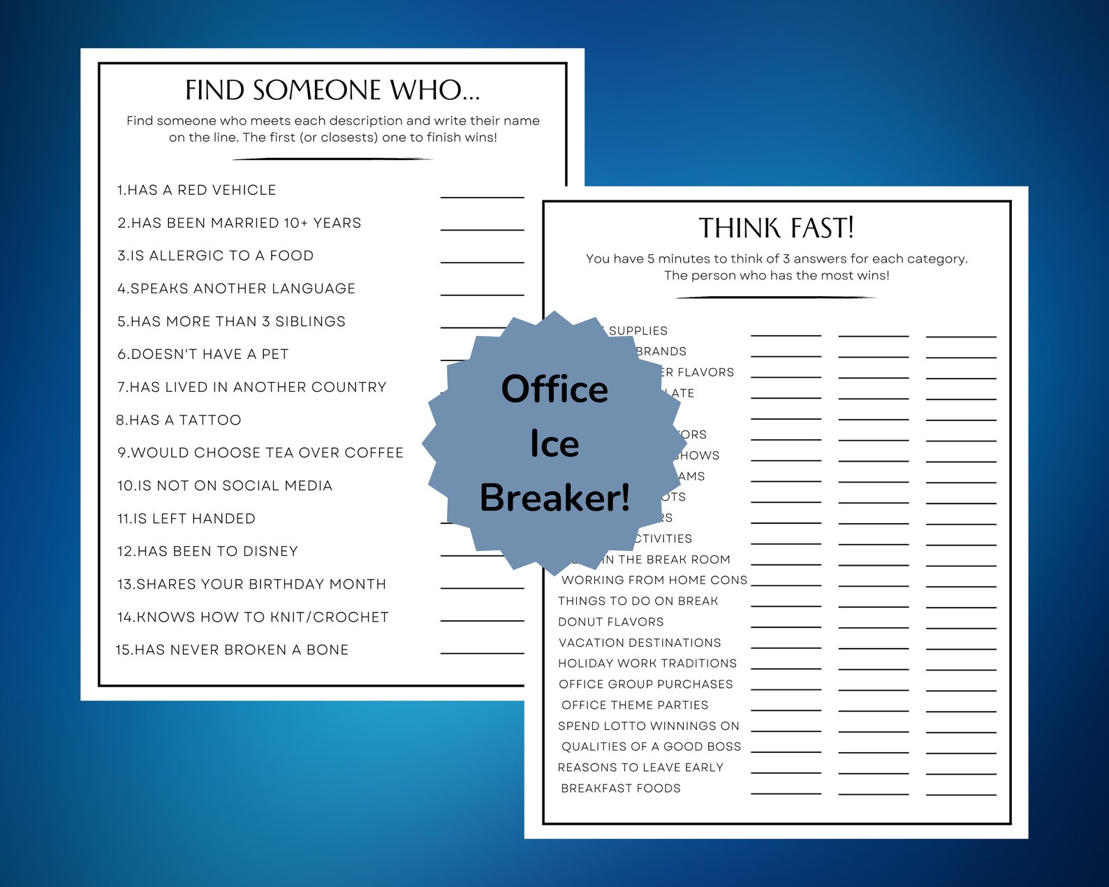 Office Party Games Bundle Printable Games for Work Team Building ...