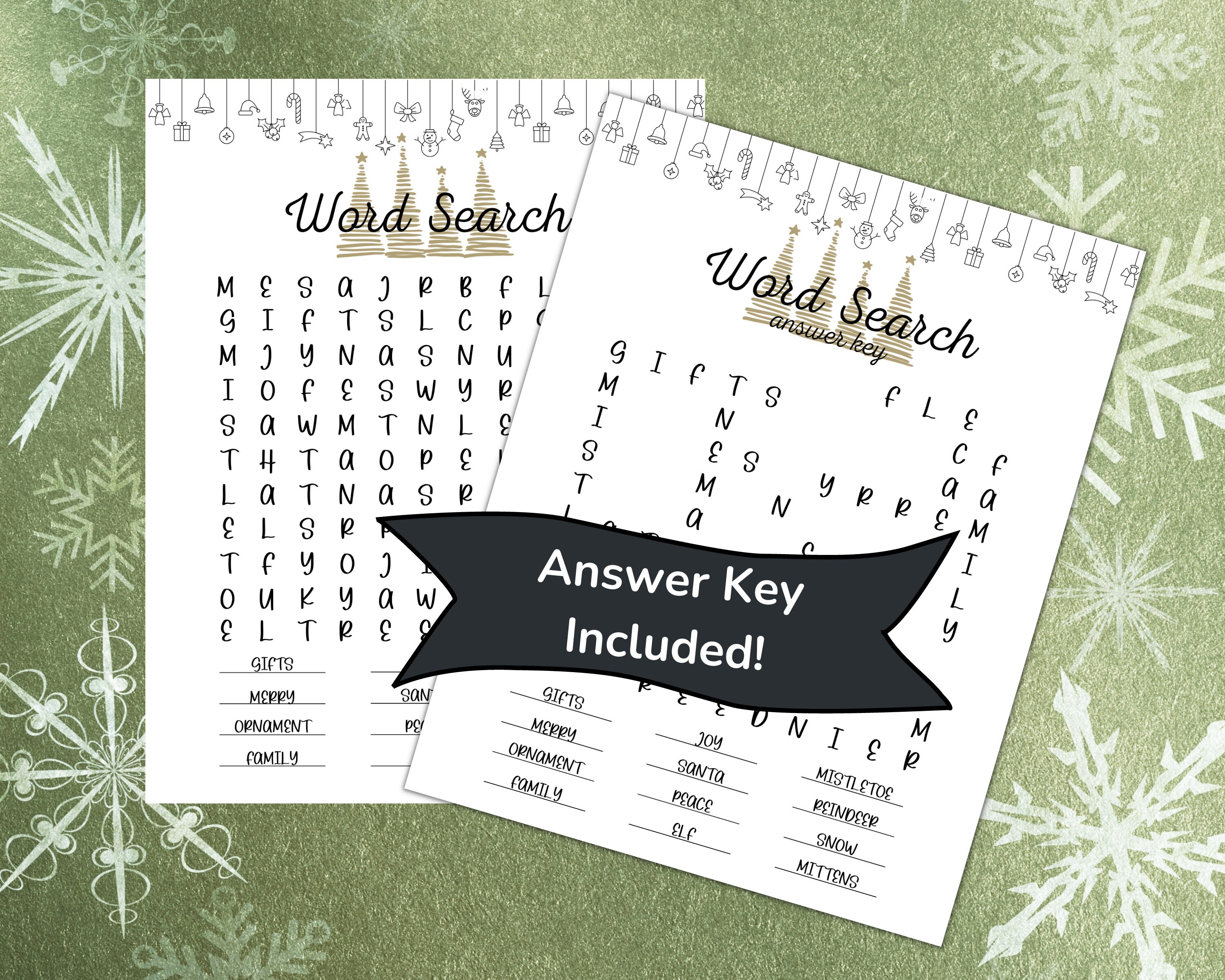 Christmas Holiday Word Search for Kids and Adults, Christmas Party ...