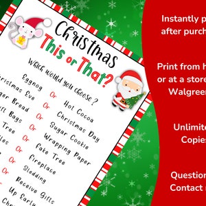 Christmas This or That Game for Kids & Adults, Christmas Party Activity ...