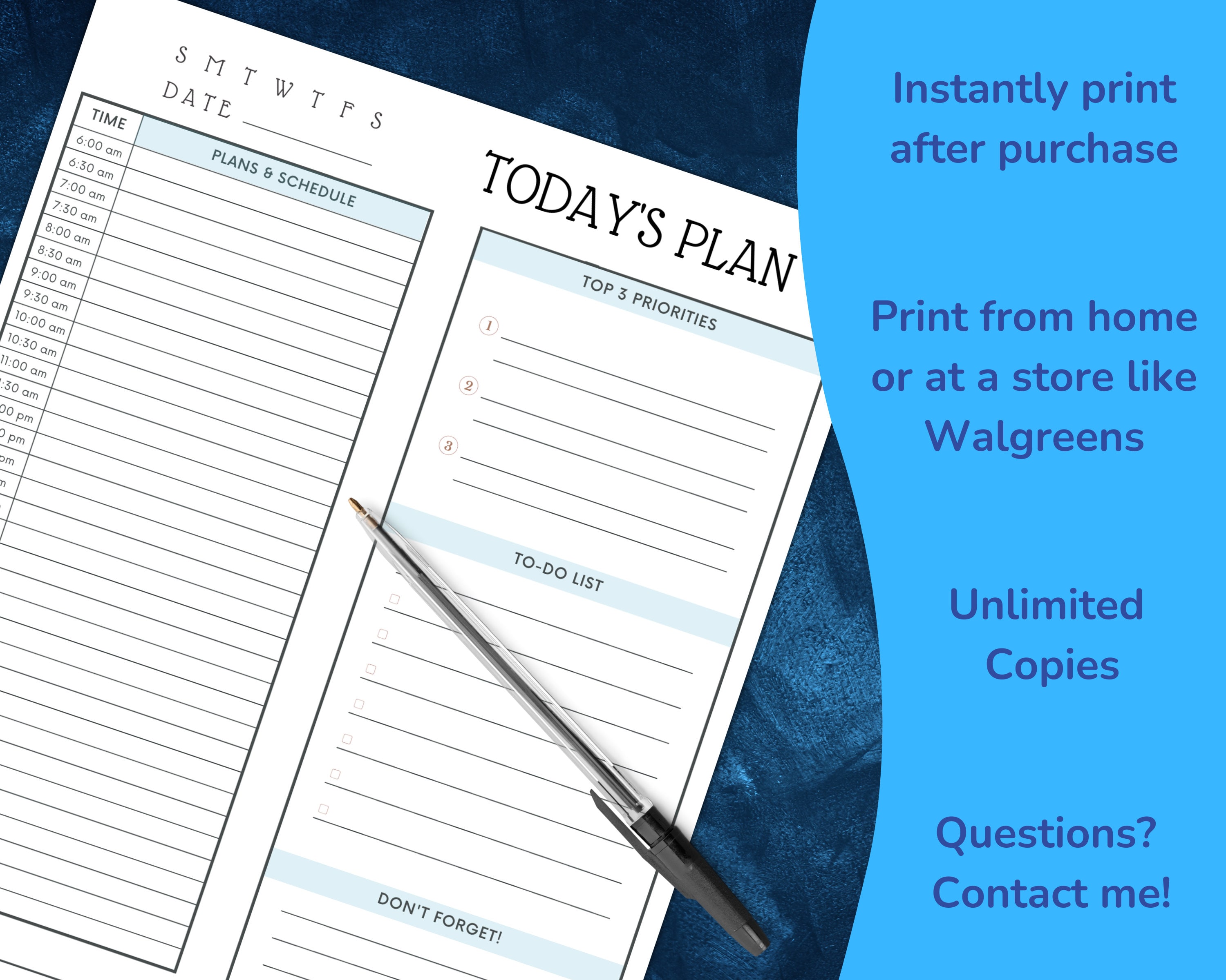 Printable Daily Planner, Daily Organizer, Daily to Do List, Appointment ...