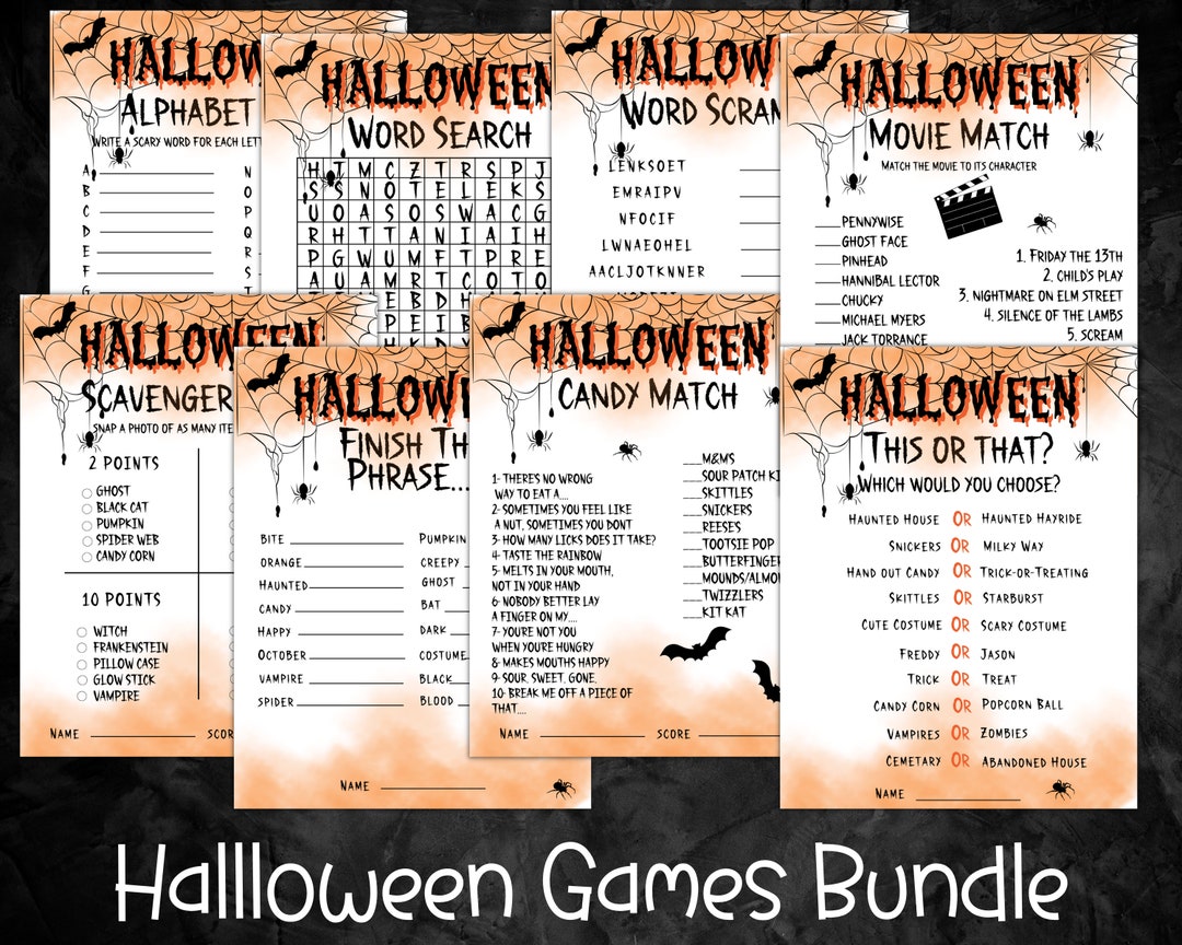 Halloween Games Bundle-halloween Party Games-family Activity-printable ...