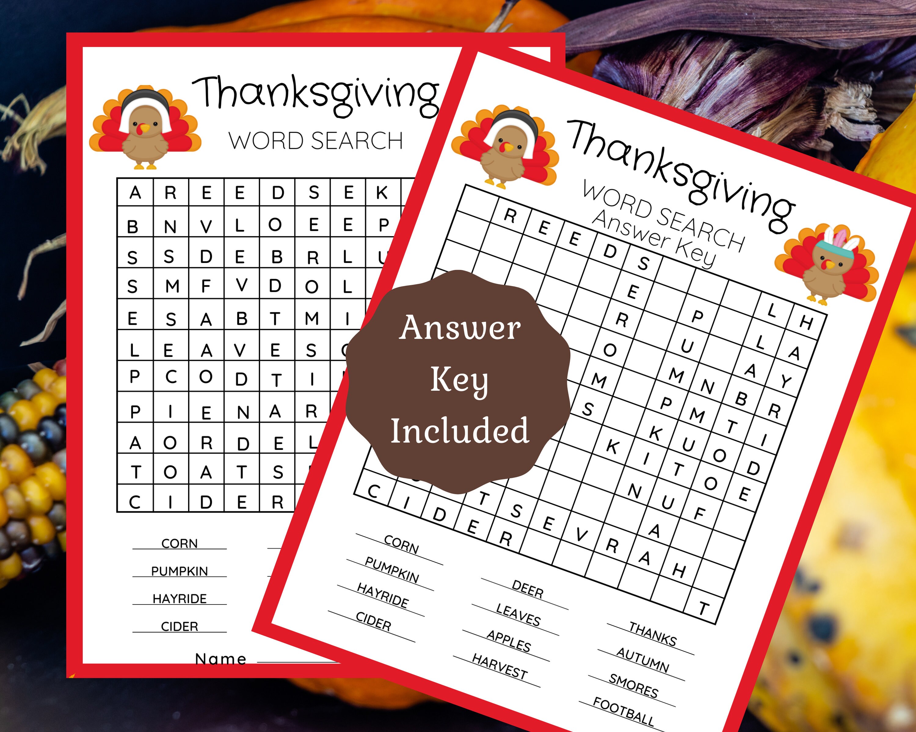 Thanksgiving Word Search, Family Holiday Activity, Turkey Day Ideas ...