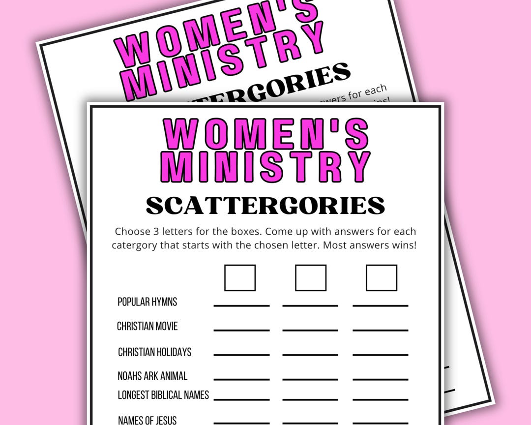 Printable Women's Ministry Scattergories Game, Christian Women's Group ...