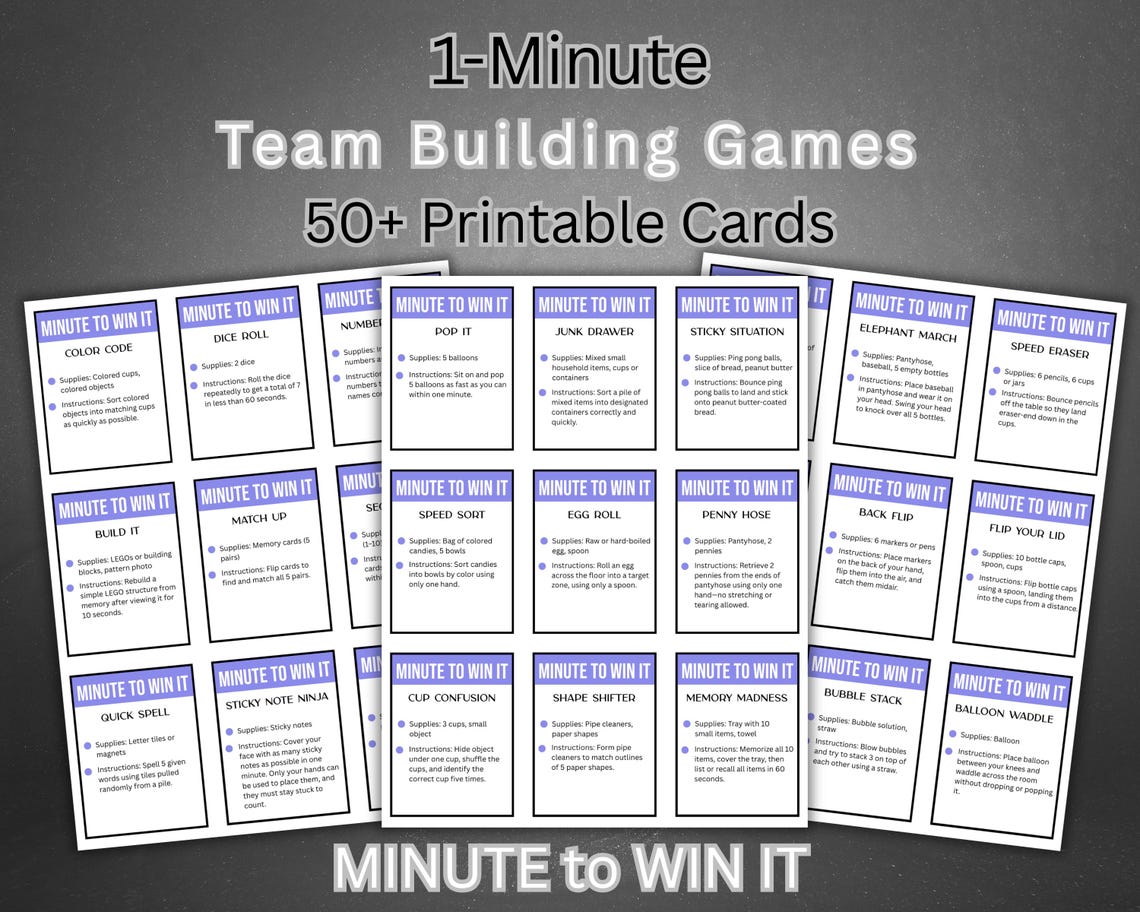 Minute to Win It Party Game, Over 50 Quick 1 Minute Games for Team ...