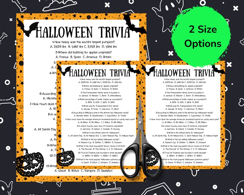 Halloween Trivia, Halloween Quiz, Halloween Game, Halloween Party Idea ...