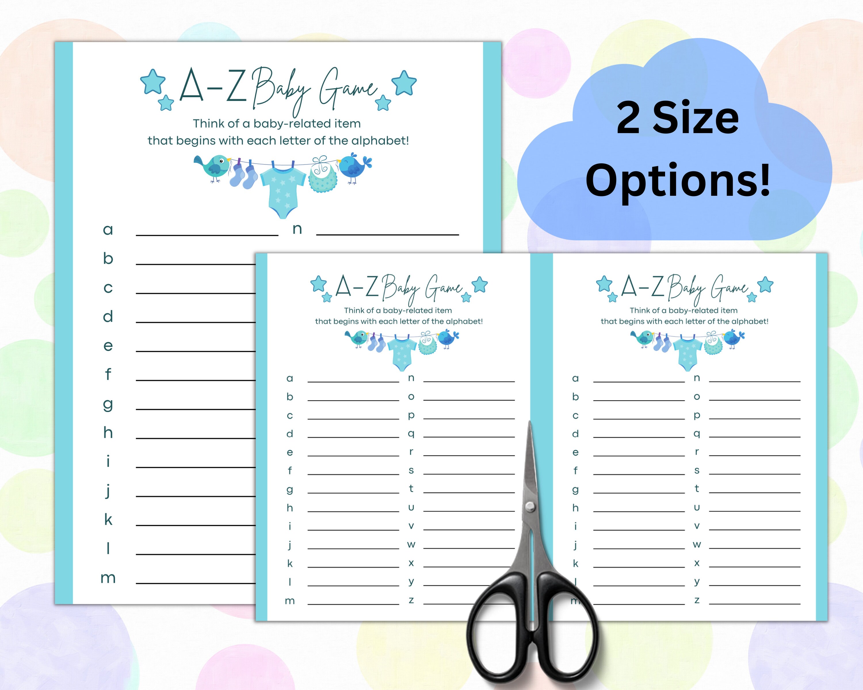 Boy Baby Shower Printable ABC Game, Blue Baby Shower Games, Baby ...