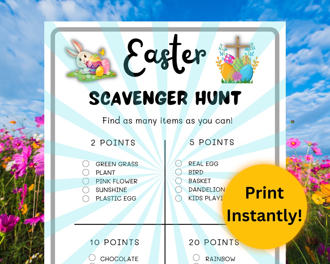 Printable Easter Scavenger Hunt, Sunday School Church Games for Kids ...