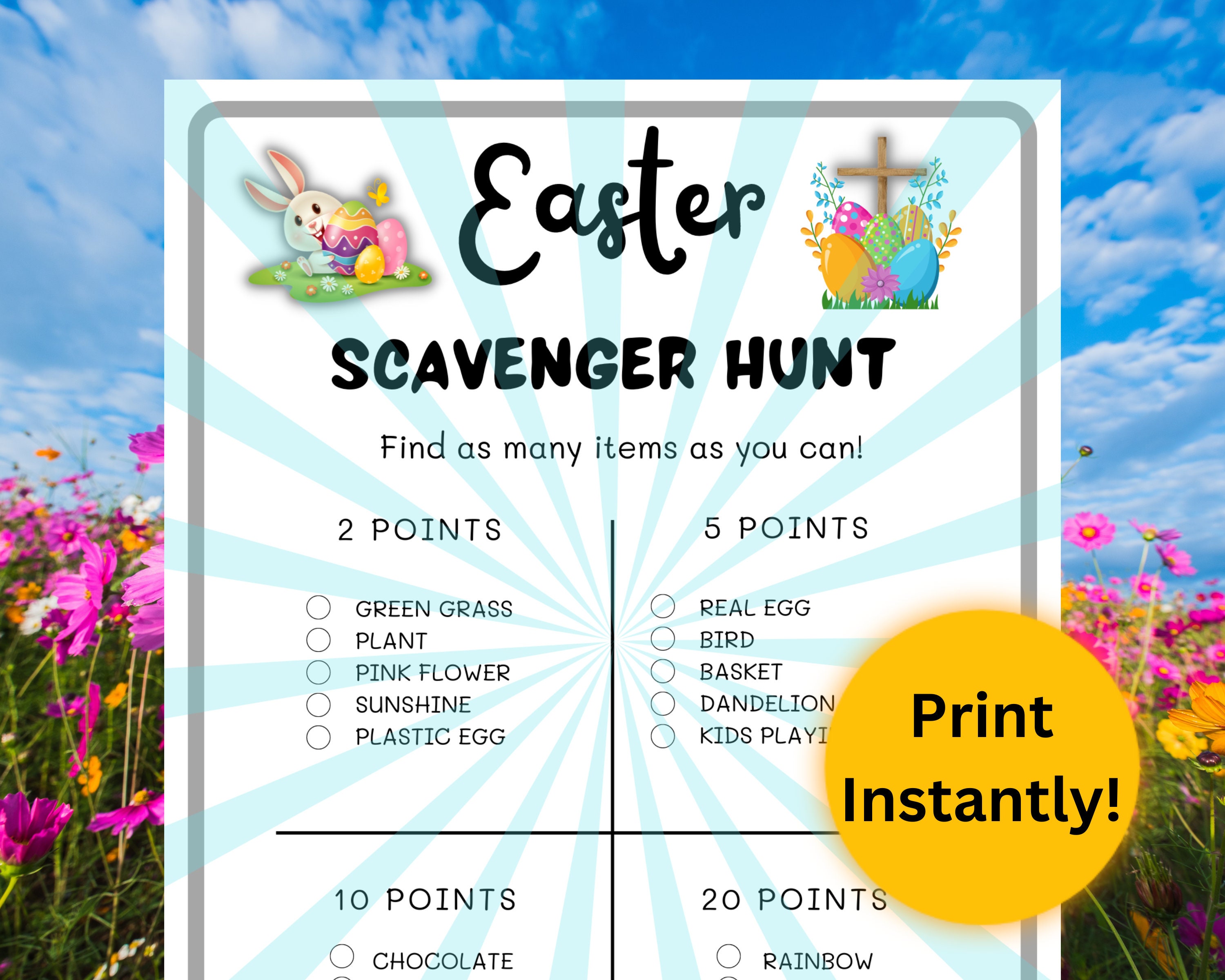 Printable Easter Scavenger Hunt, Sunday School Church Games for Kids ...
