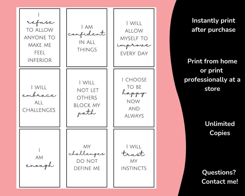 100+ Printable Positive Affirmation Cards for Daily Positivity, Self ...