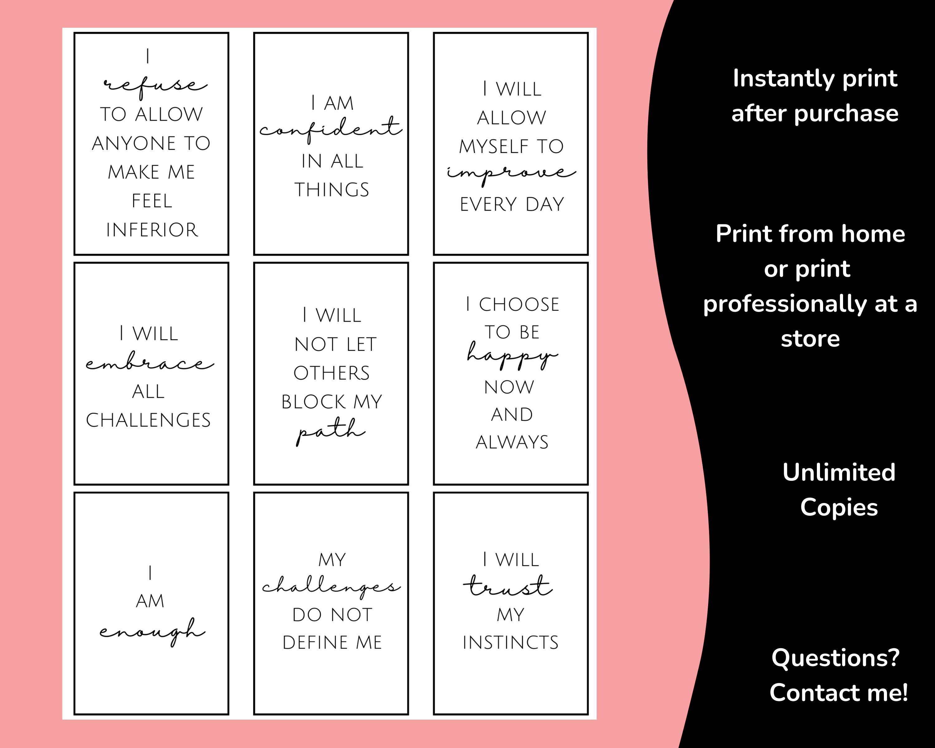 100+ Printable Positive Affirmation Cards for Daily Positivity, Self ...