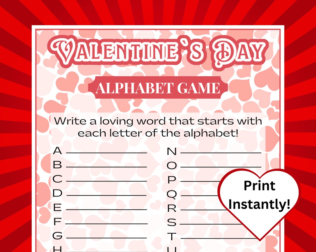 Printable Valentine's Day Alphabet A-Z Game for Kids & Adults ...