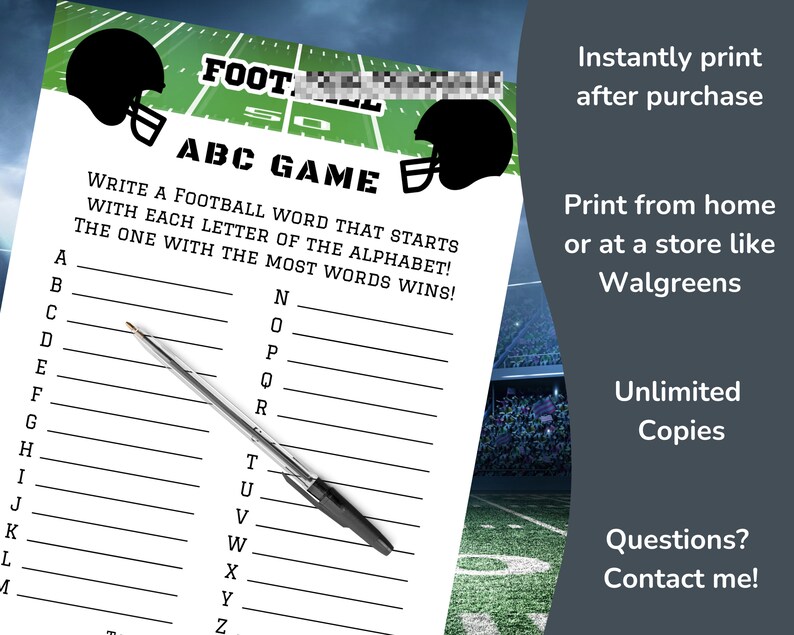 Football ABC Game for Super Party, Sports Games for Kids and Adults ...