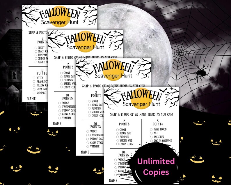 Printable Halloween Scavenger Hunt for Kids and Adults, Halloween Party ...