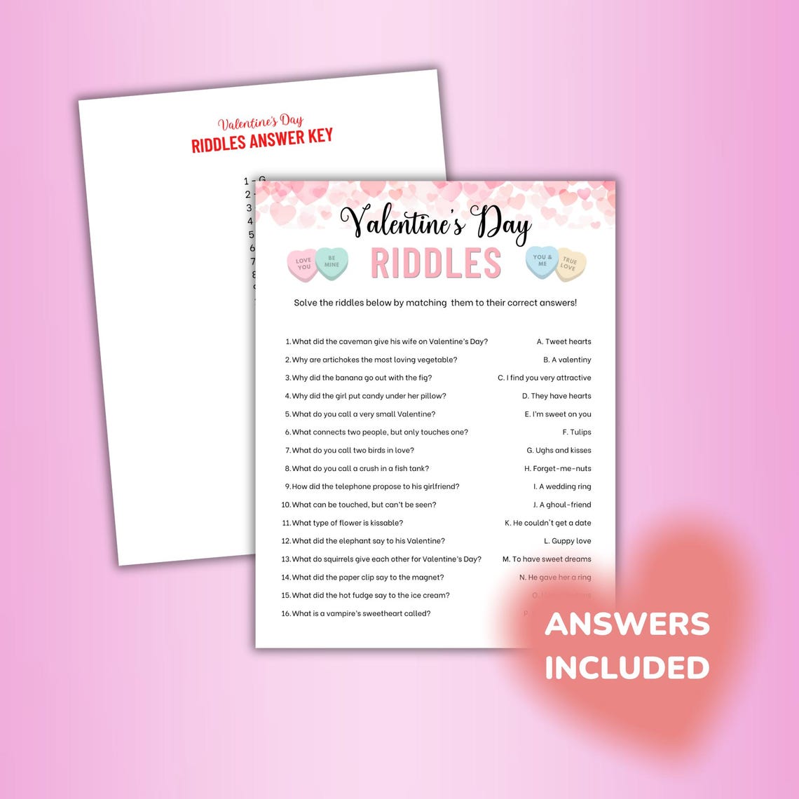 Riddles for Valentine's Day Instant Download, Printable Valentine ...