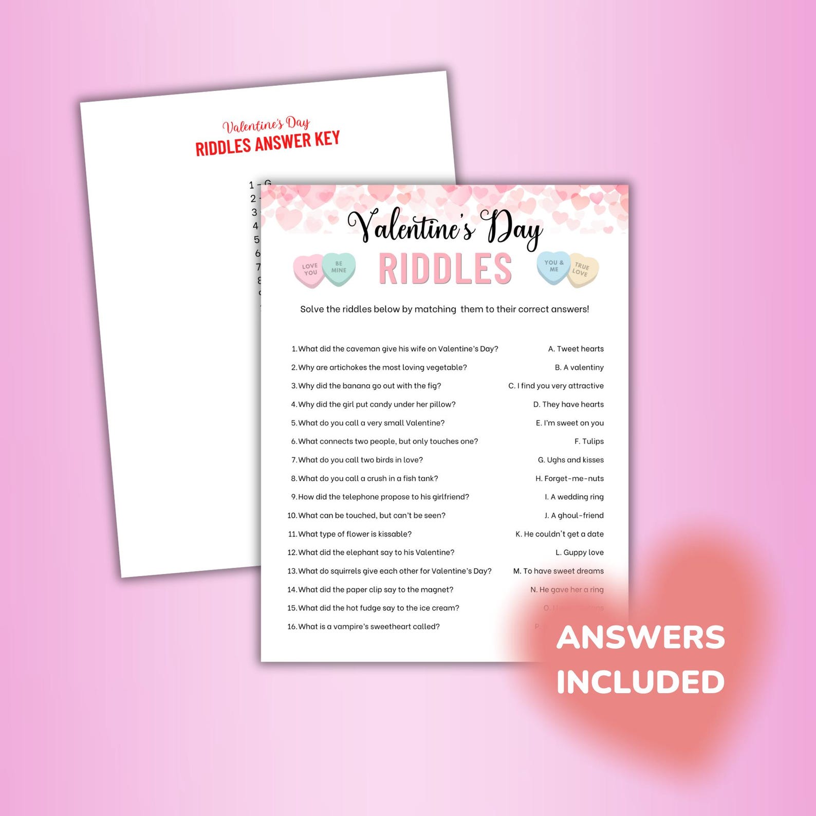 Riddles for Valentine's Day Instant Download, Printable Valentine ...