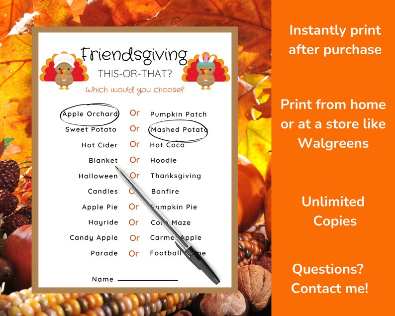 Friendsgiving Games Bundle, Printable Friendsgiving Games ...
