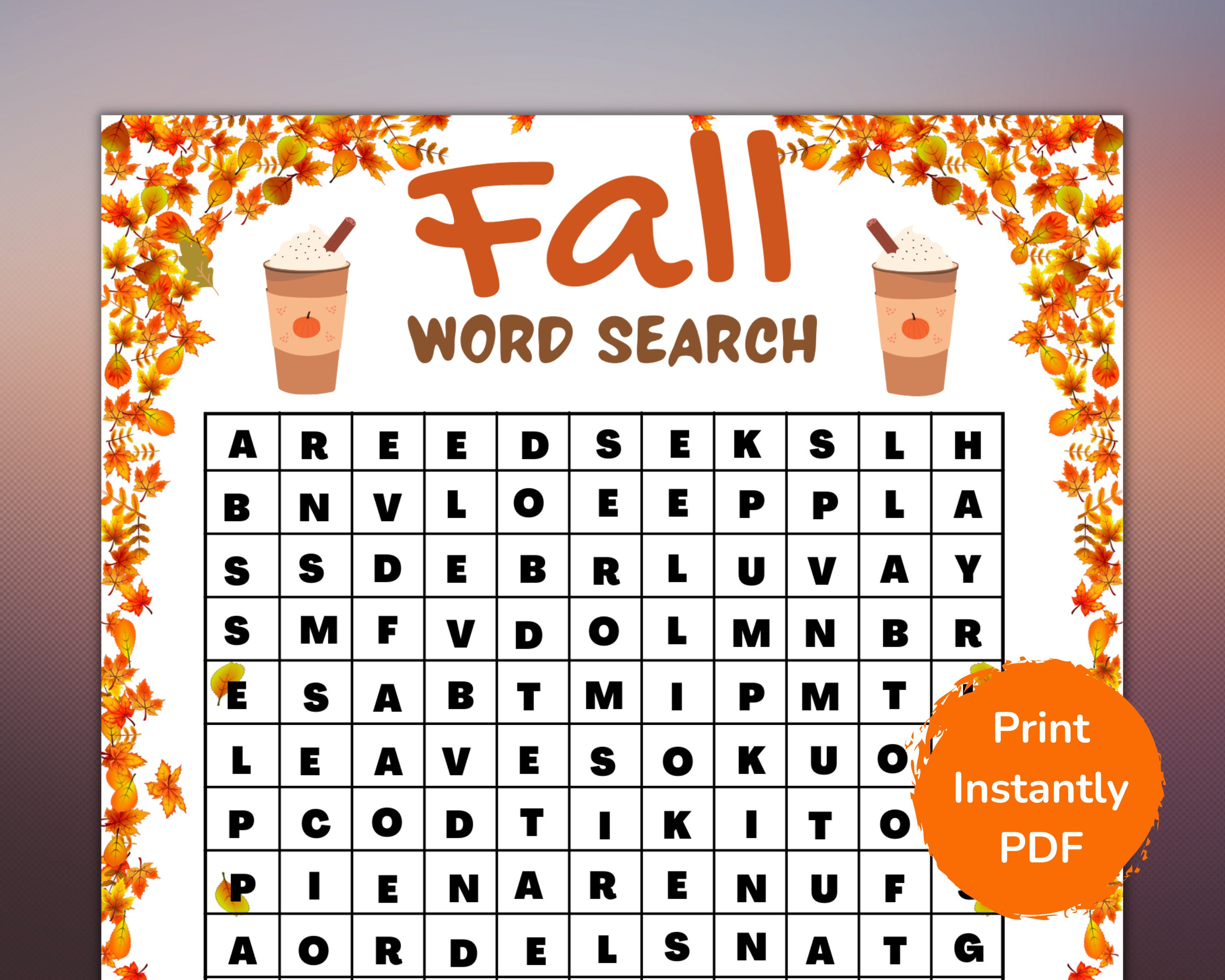 Autumn Word Search | Fall Word Search | Printable Fall Game | Fall ...