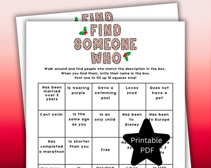 Christmas Work Party Find Someone Who Game, Fun Christmas Party Games ...