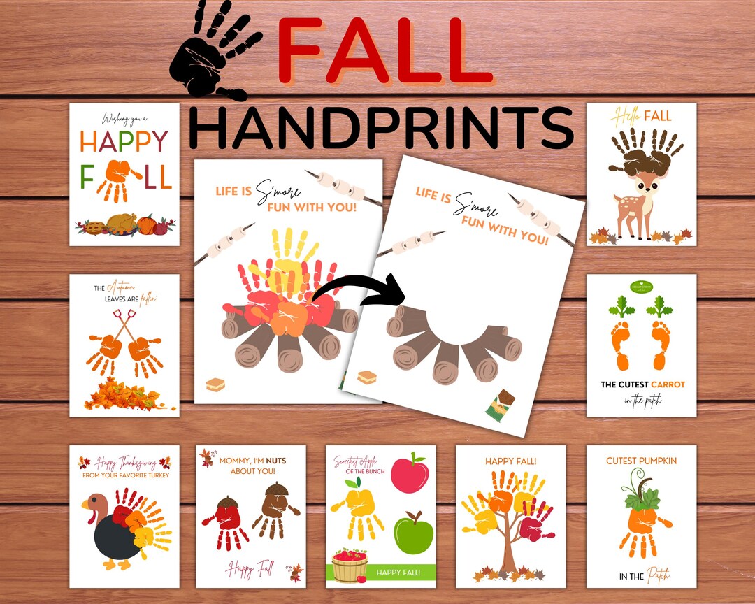 Fall Handprint Craft Bundle for Kids Instant Download, Printable Fall ...