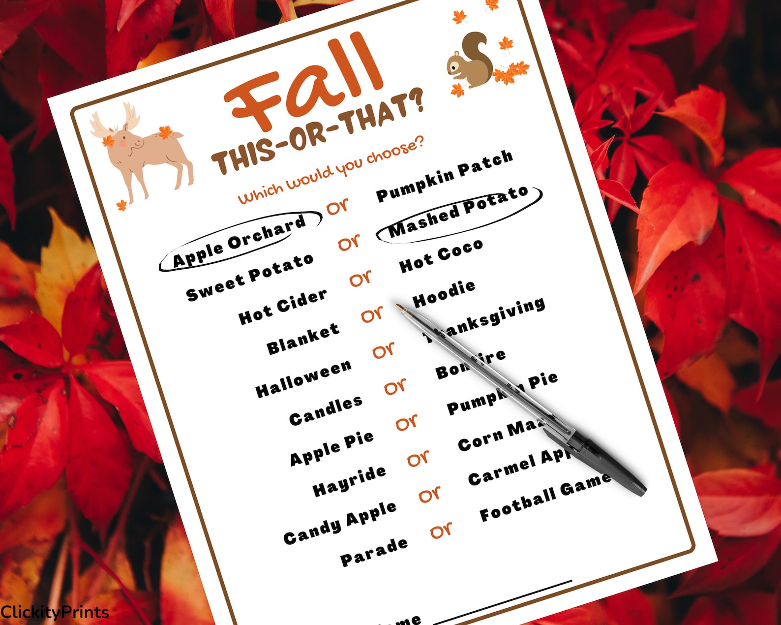 Fall This or That Game-autumn This or That Game-fall Family Activity ...