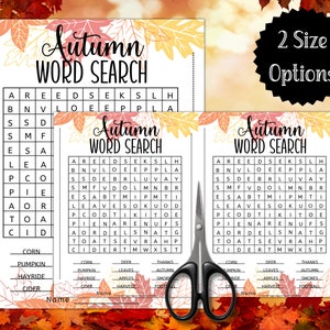 Autumn Word Search, Fall Word Search, Family Activity, Games for Kids ...