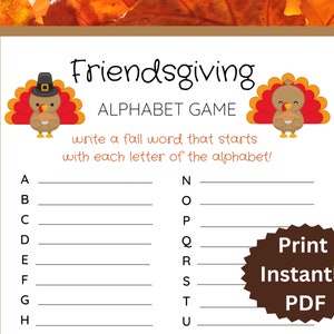 Friendsgiving Games-thanksgiving Games-alphabet Game-a-z Game-fall ...