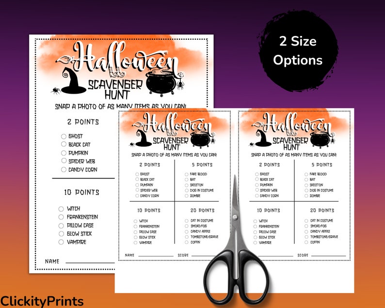 Halloween Scavenger Hunt-printable Halloween Games-halloween Party ...