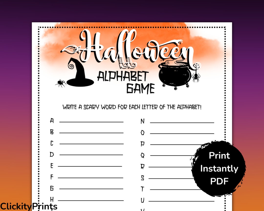 Halloween Alphabet Game-halloween A-Z Race-printable Halloween Games ...