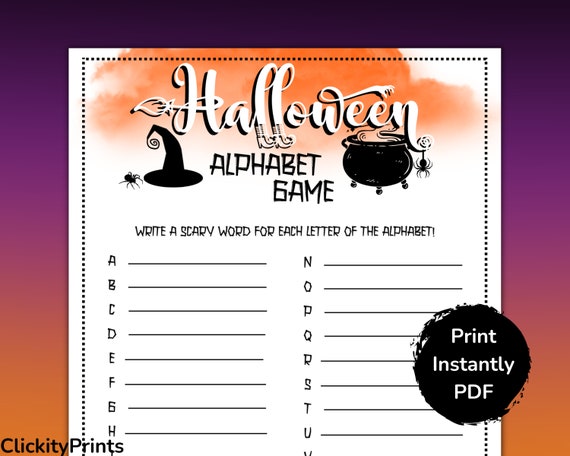 Halloween Alphabet Game-halloween A-Z Race-printable Halloween - Etsy