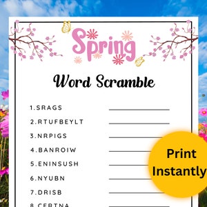 Printable Spring Word Scramble and Answer Key for Kids & Adults ...