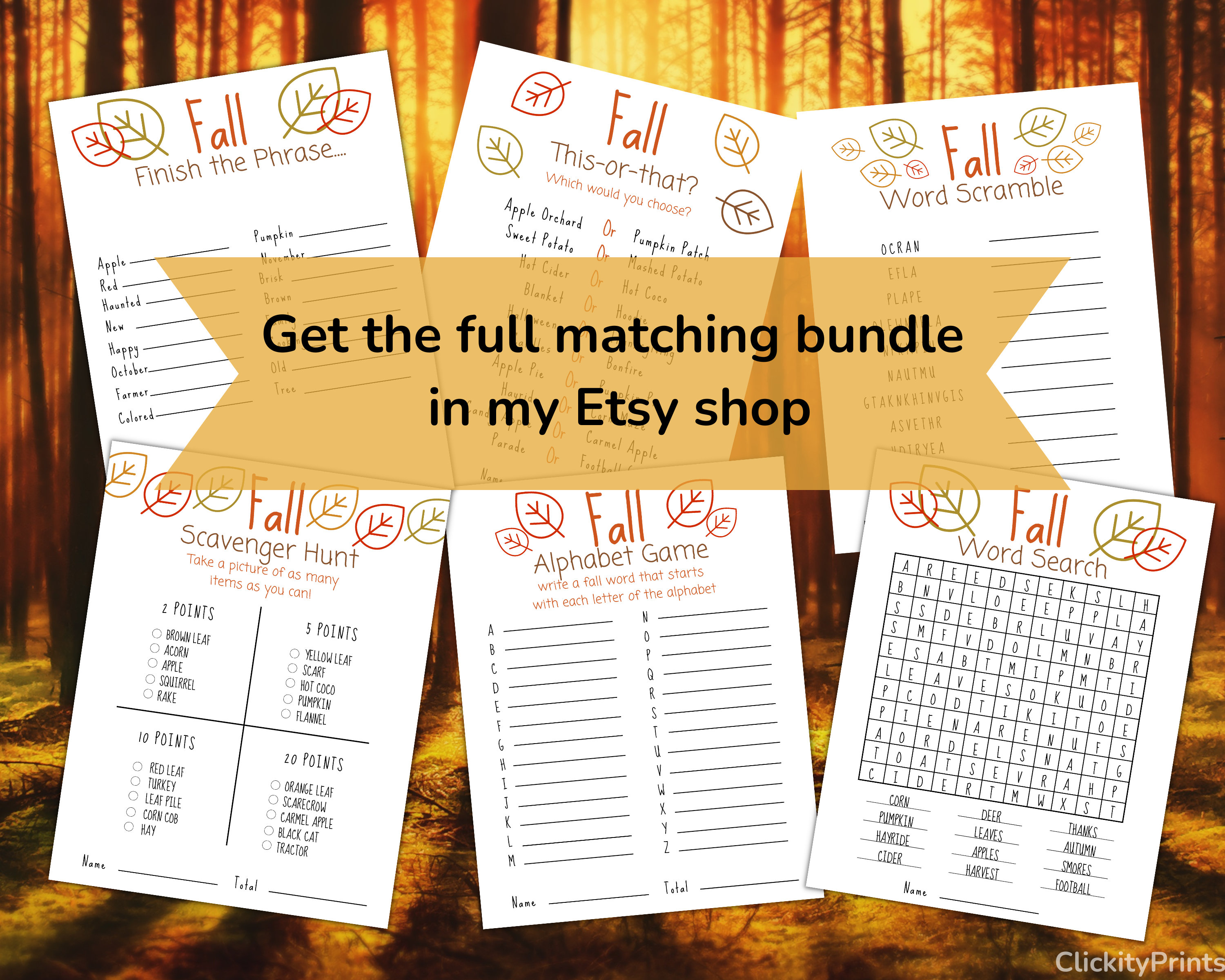 Fall Alphabet Game for School, Fall Family Activity, Fall A-Z Game ...