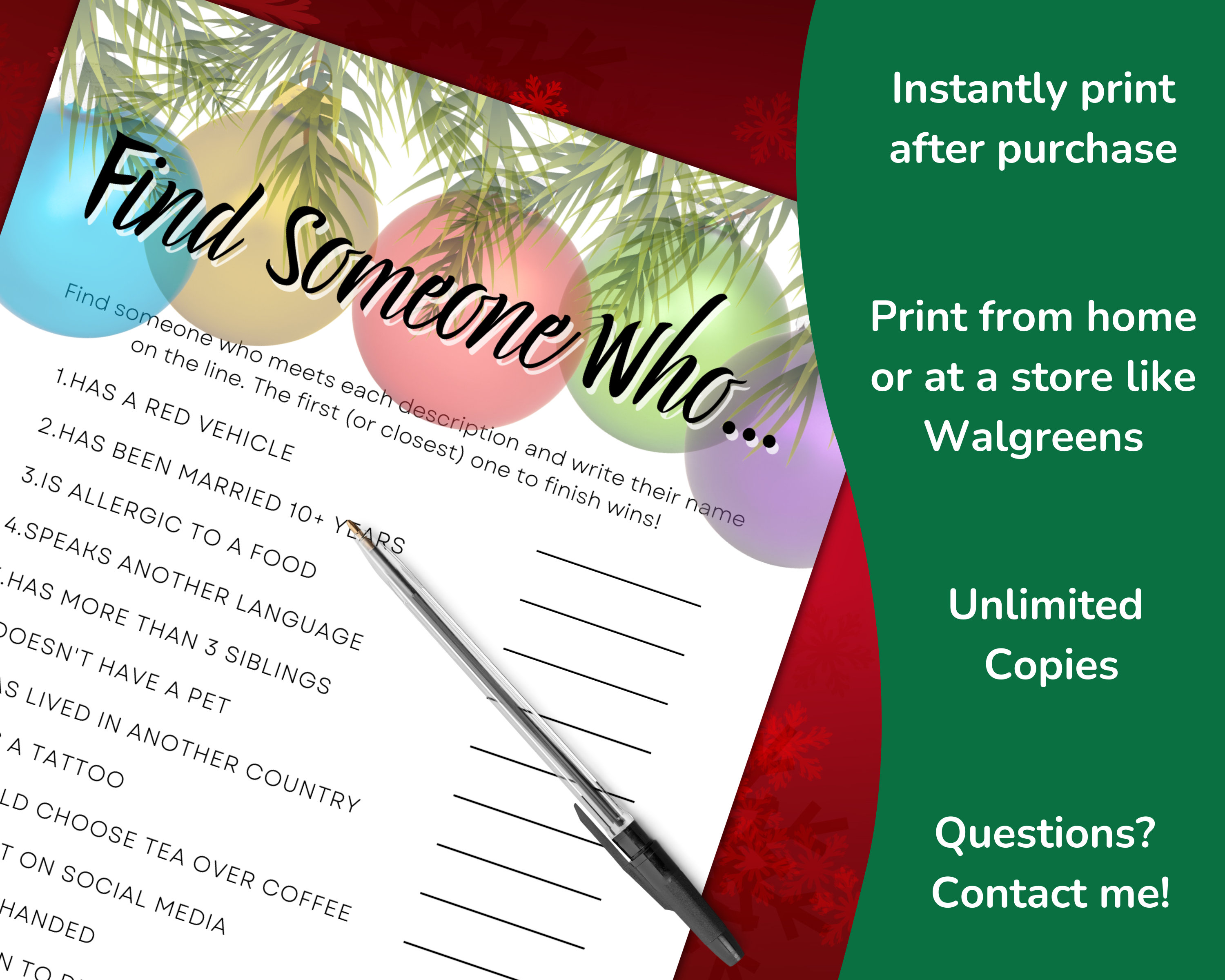 Christmas Find Someone Who, Holiday Office Party Work Game, Team ...