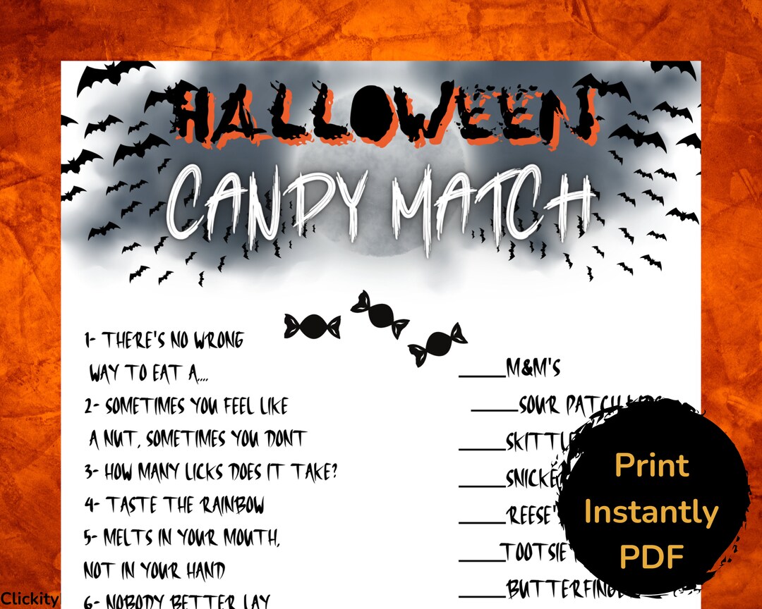 Halloween Candy Match, Halloween Party Game, Candy Game, Halloween ...